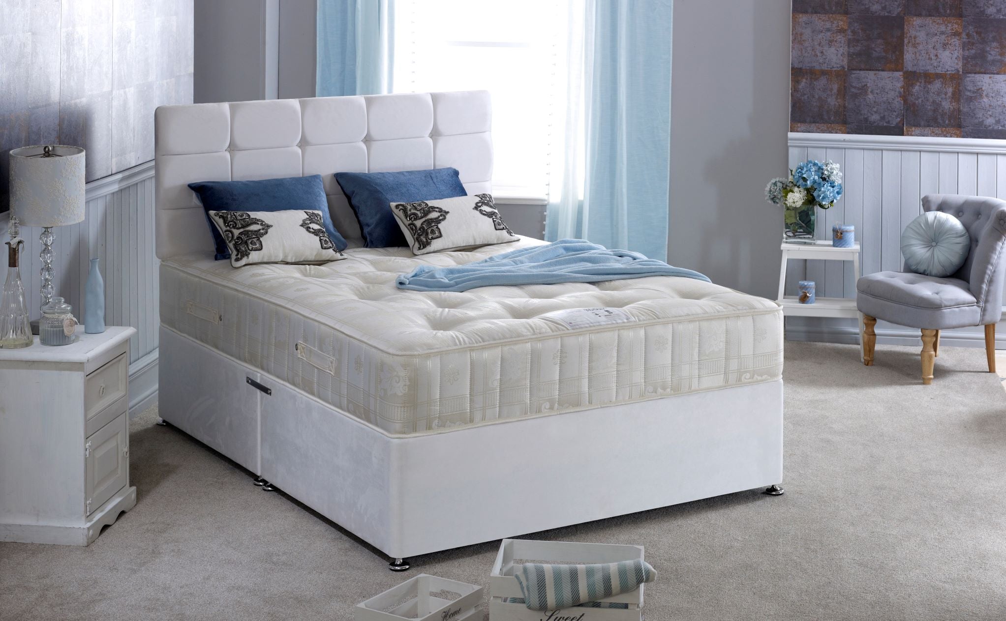 Cream Divan Beds | cream divan double bed | cream divan bed with headboard