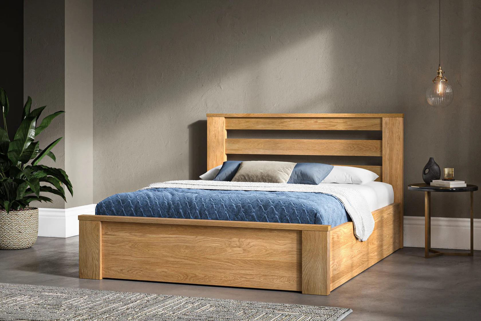 Bedfordshire Solid Oak Ottoman Bed - Free Delivery