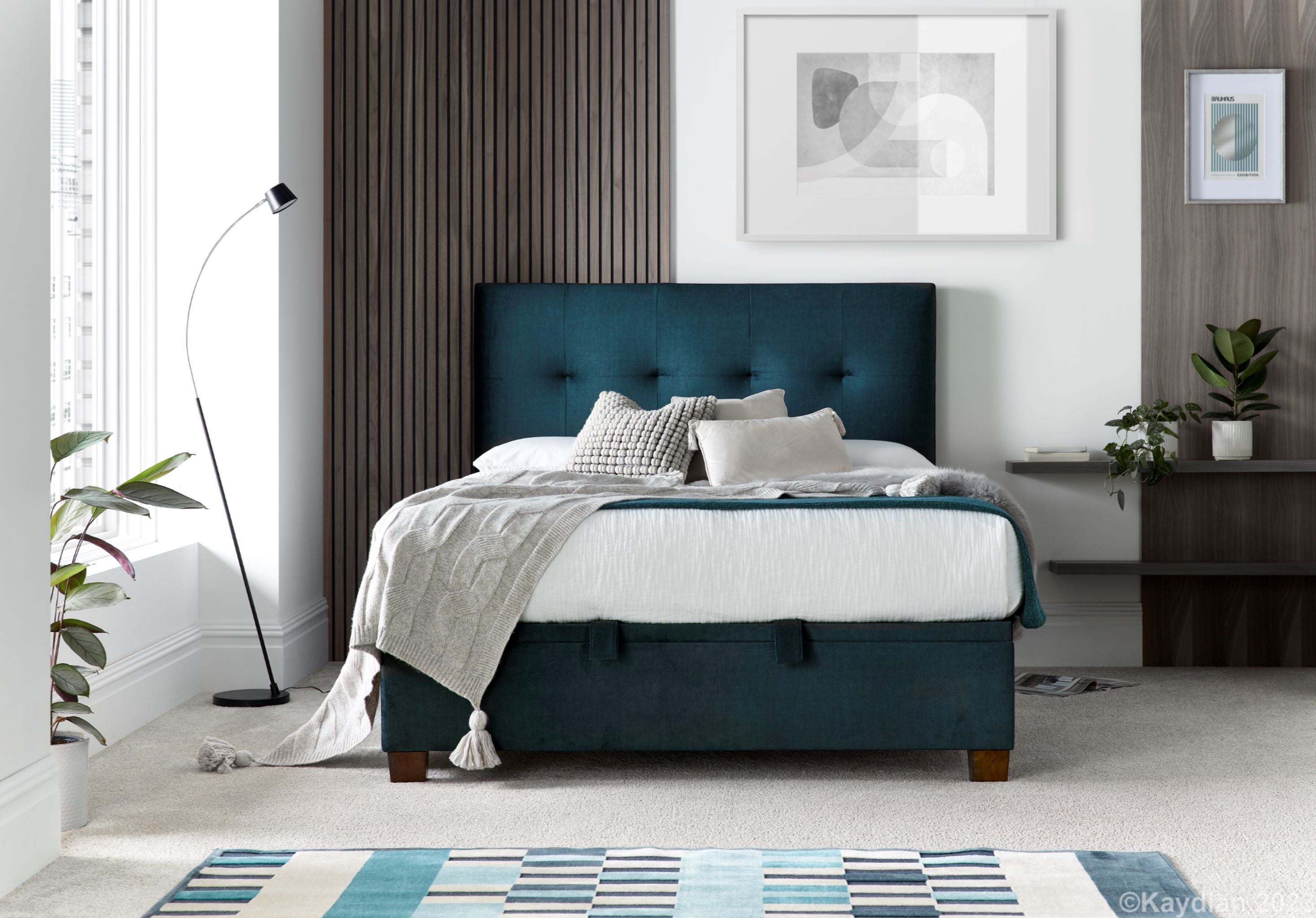 Kaydian Walkworth Deep Ocean Blue Ottoman Bed Frame - FREE NEXT DAY ...