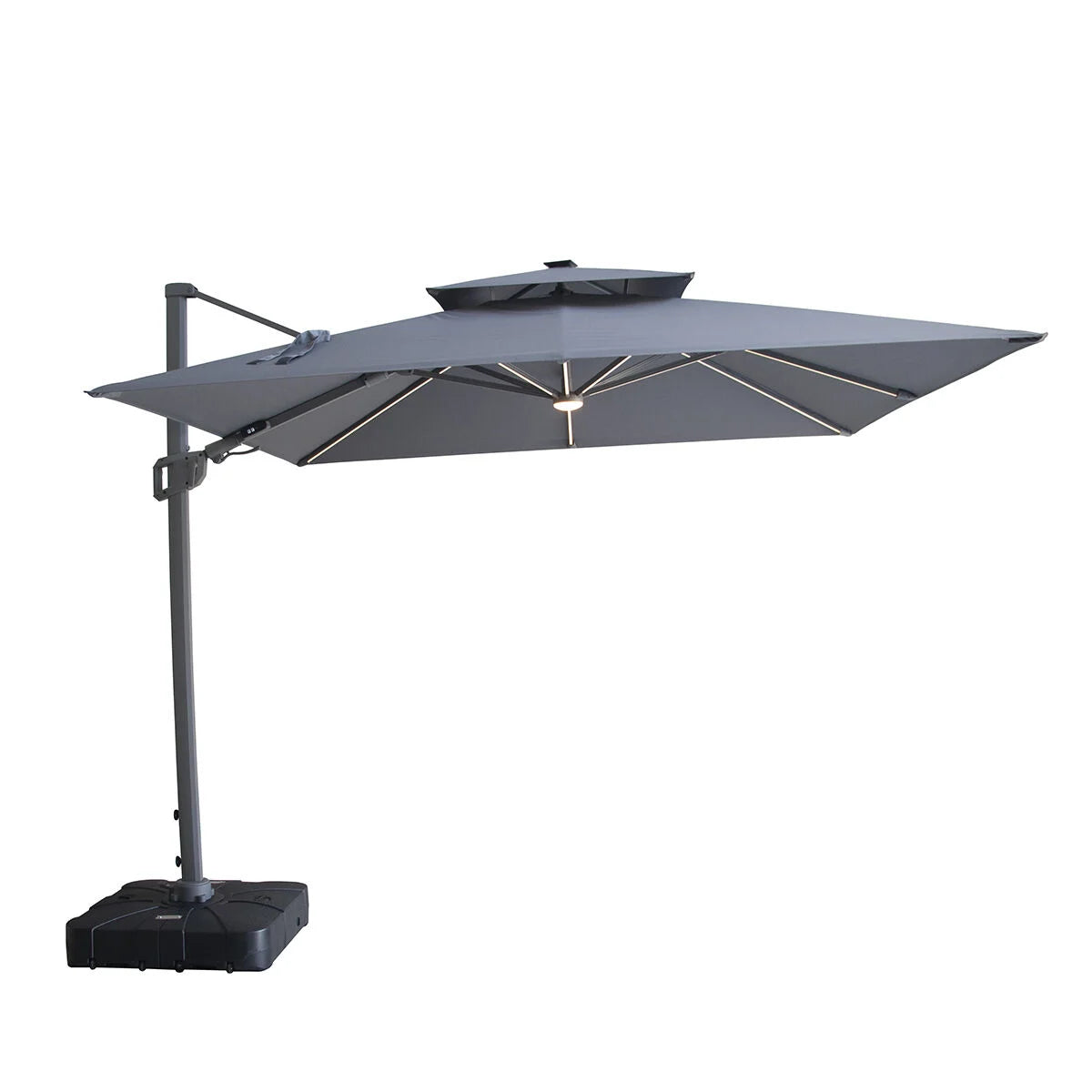 Maze Apollo Solar LED 3m x 3m Square Rotating Cantilever Parasol ...