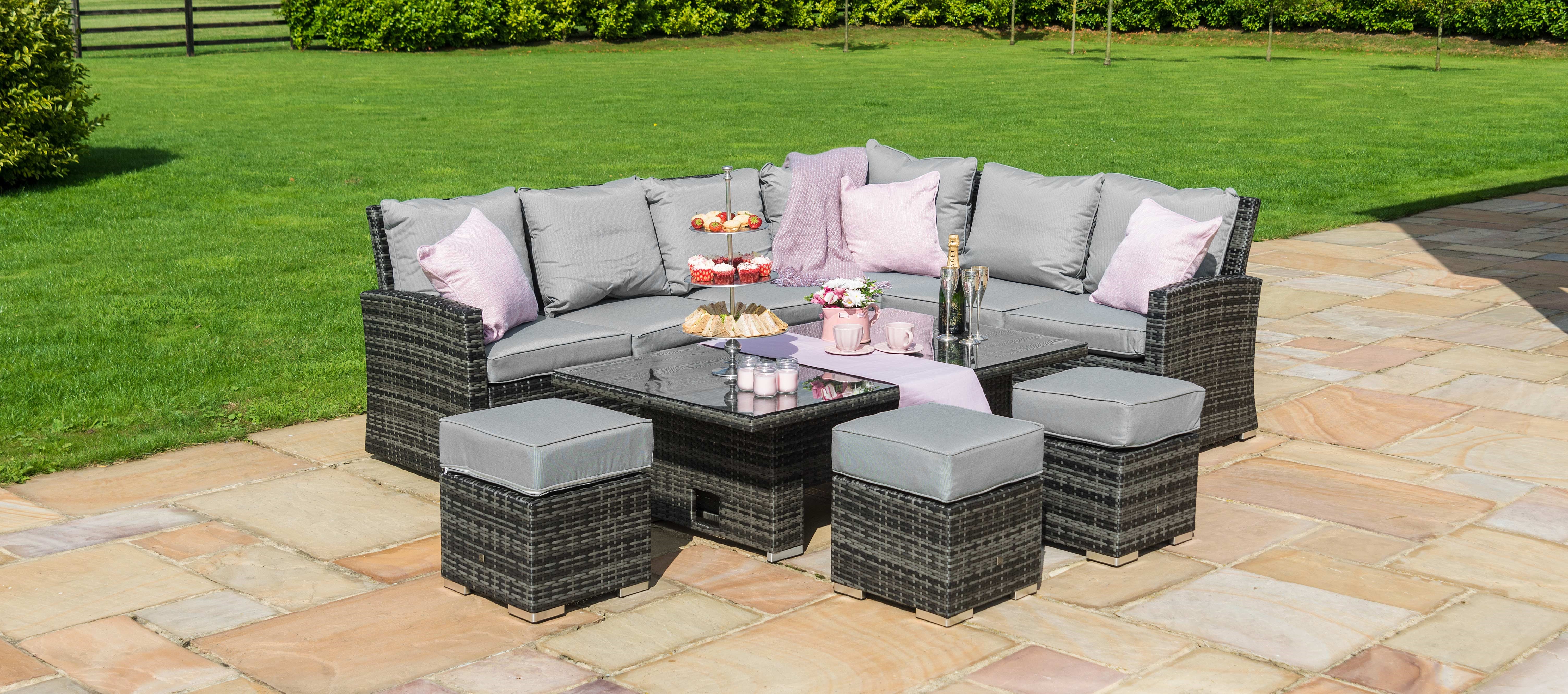 Maze Rattan Kingston Corner Dining Set With Rising Table Left Handed ...