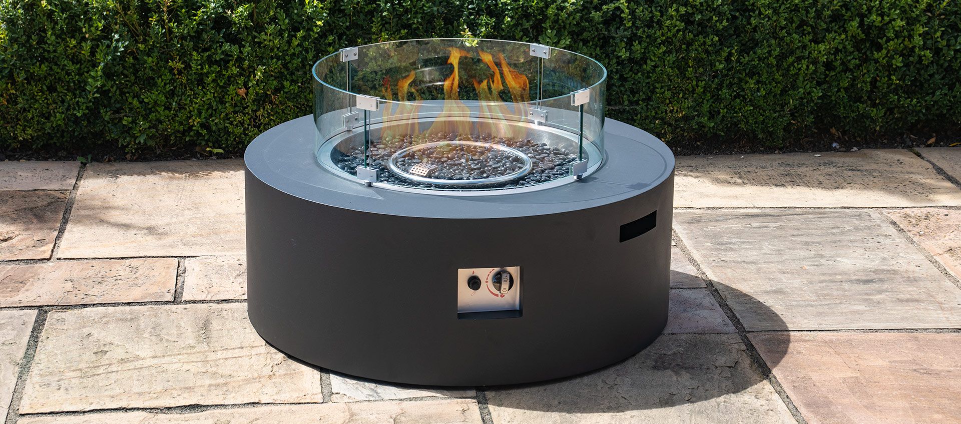 Maze Rattan Fire Pit Coffee Table 90cm Round - FREE DELIVERY